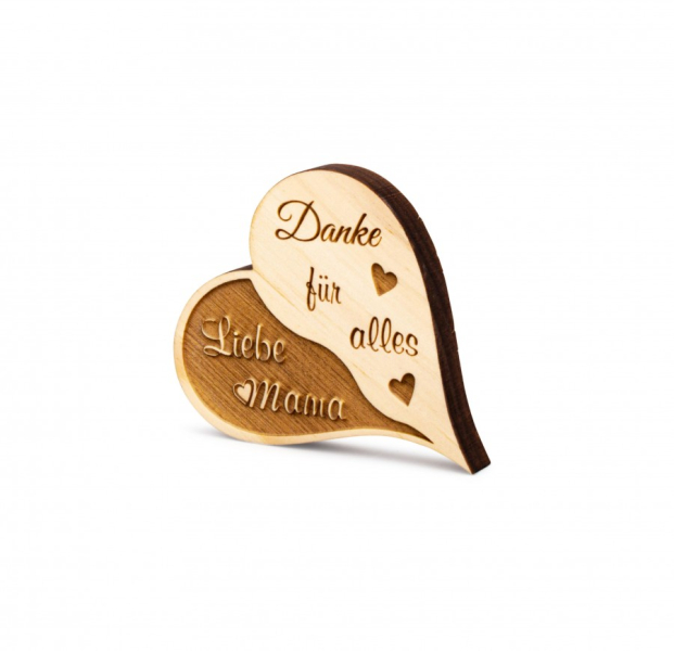 Zirbenherz Mini Gravur Danke für alles Liebe Mama | All24