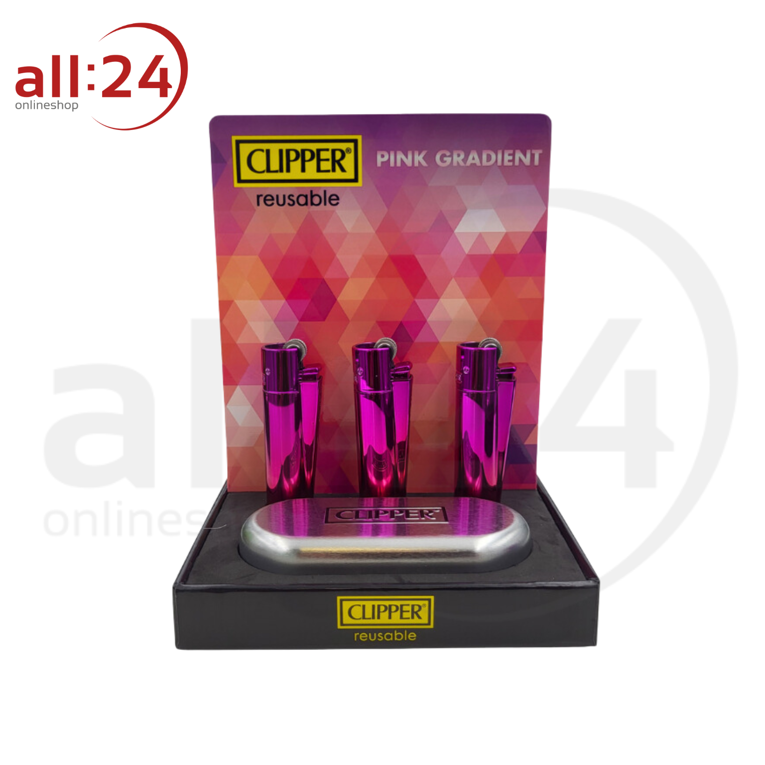Clipper Metall Groß - Elegantes Icy Pink Feuerzeug | All24